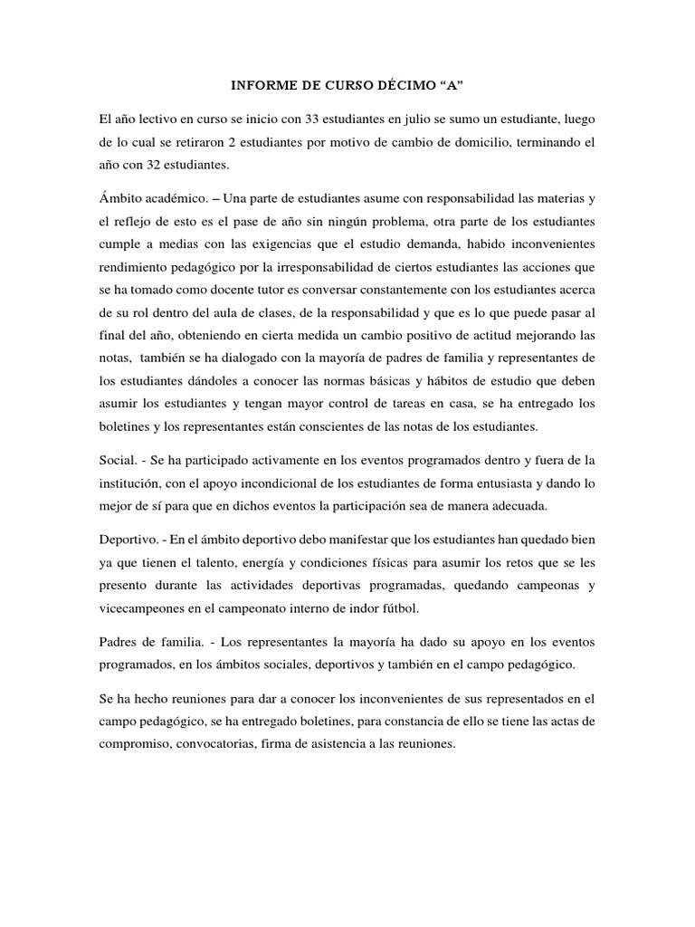 Informe Final de Curso | PDF