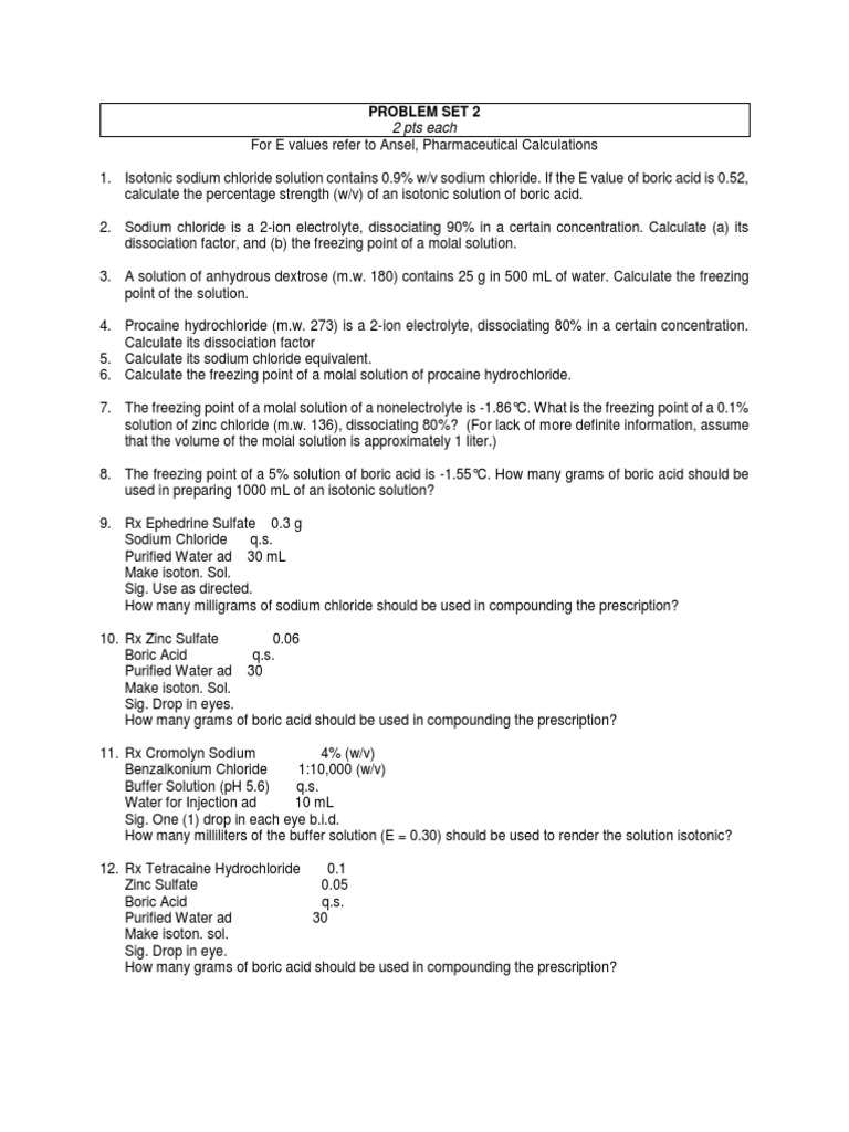 Problem Set 2 | Download Free PDF | Buffer Solution | Acid Dissociation Constant