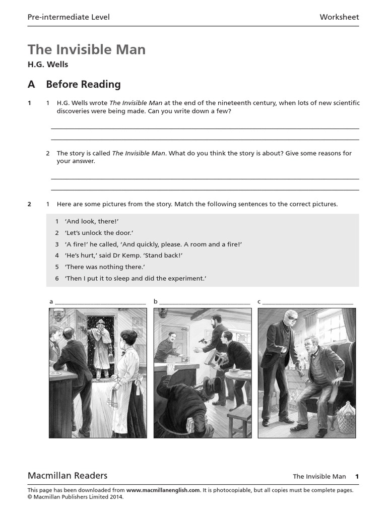InvisibleManWorksheet PDF | PDF | The Invisible Man | Novels