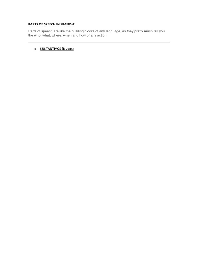 Parts of Speech in Spanish | PDF