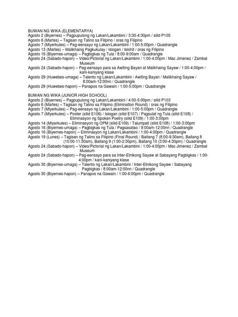 Revised Schedule | PDF