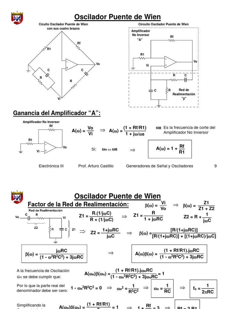 09-10 Oscilador Puente de Wien | PDF | Circuitos análogos | Amplificador