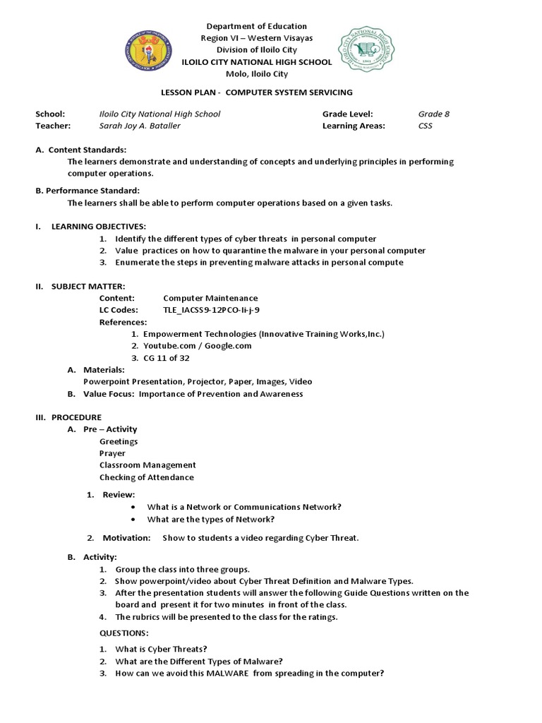 Grade 8 Cyber Threats Lesson | PDF | Malware | Computer Virus