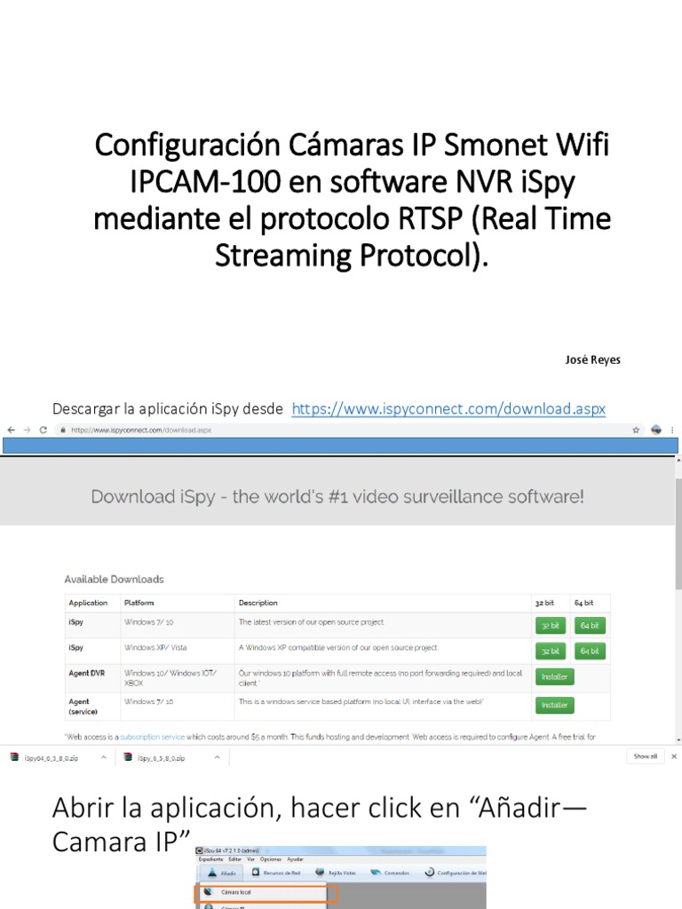 Configuración Cámaras IP Smonet Wifi IPCAM-100 en Ispy | PDF | Informática