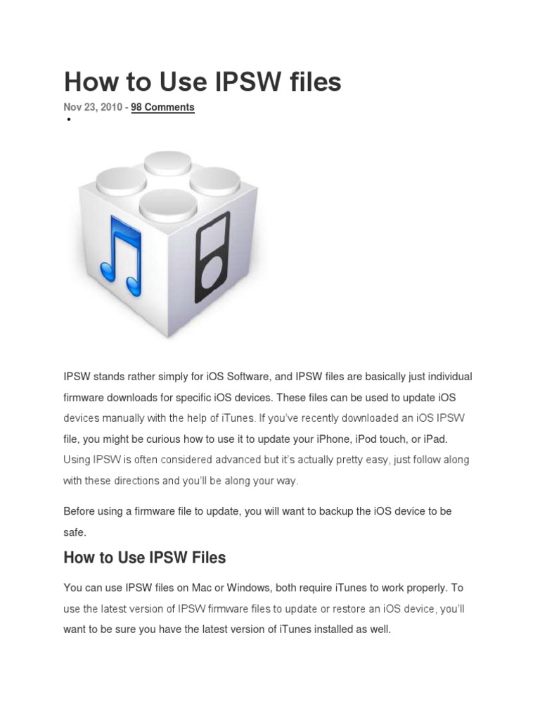 How To Use IPSW | PDF | Ios | I Tunes