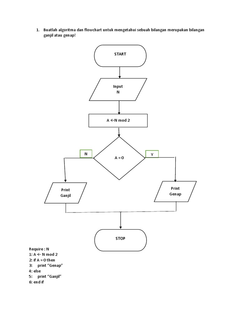 Algoritma dan Flowchart: Ganjil Genap, Rata-rata, Prima, Jumlah Nilai | PDF