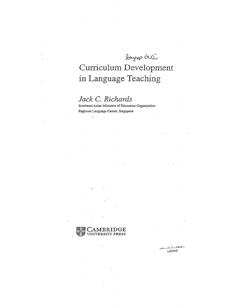 Jack C Richards Curriculum Development In Language Teaching