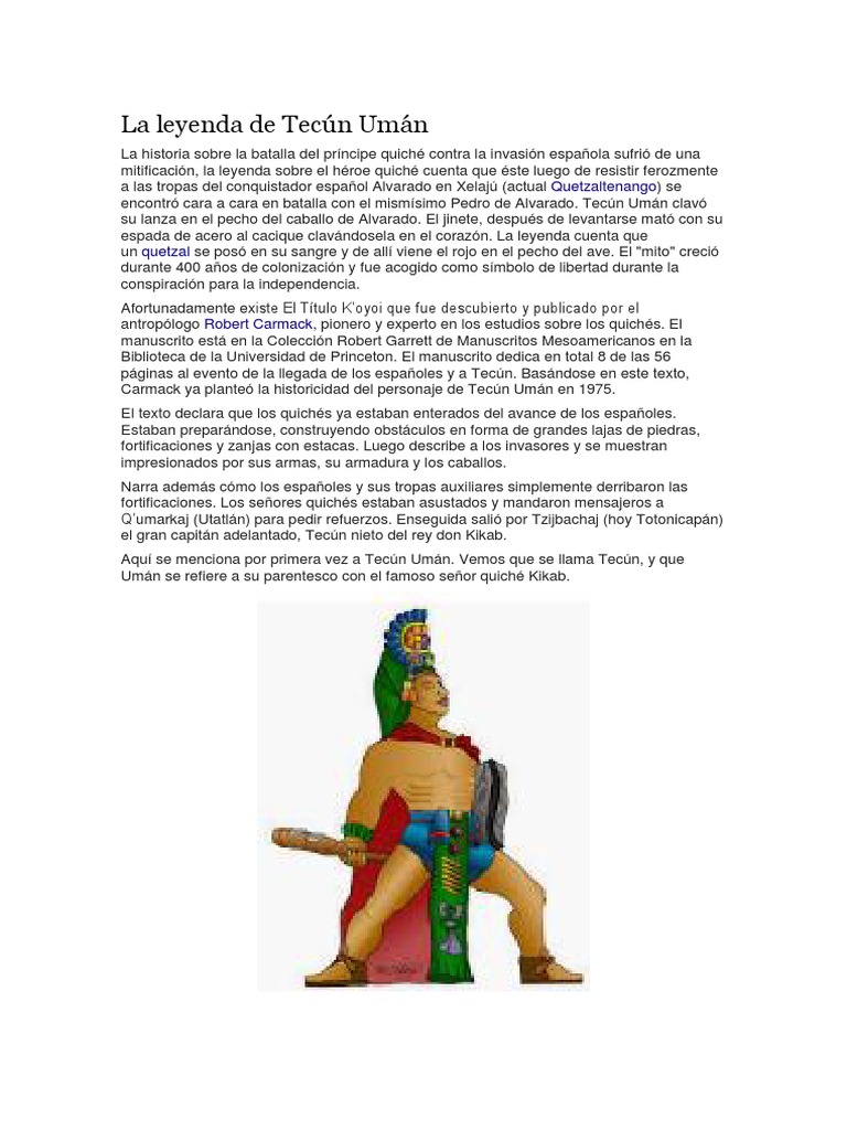 La Leyenda de Tecún Umán | PDF | Clásicos
