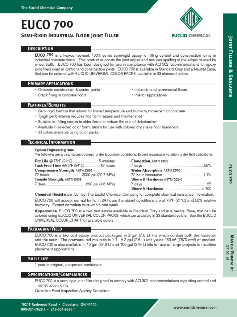 EUCO 700 TDs | PDF | Epoxy | Concrete