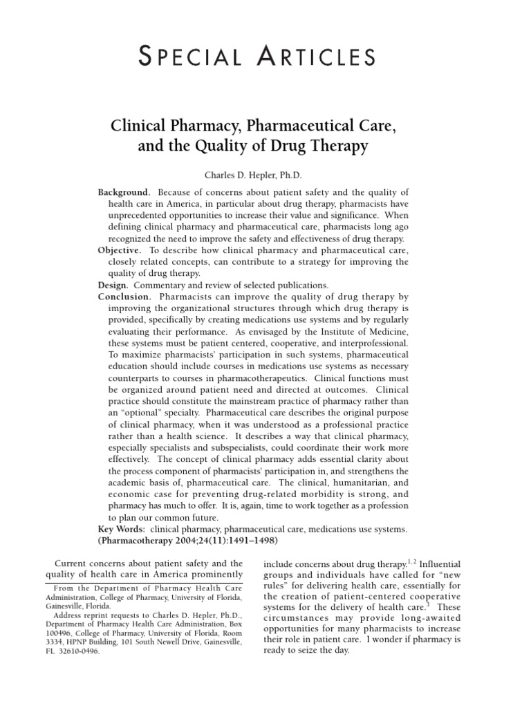 17 - HEPLER, C - D - Clinical Pharmacy, Pharmaceutical Care, and The ...