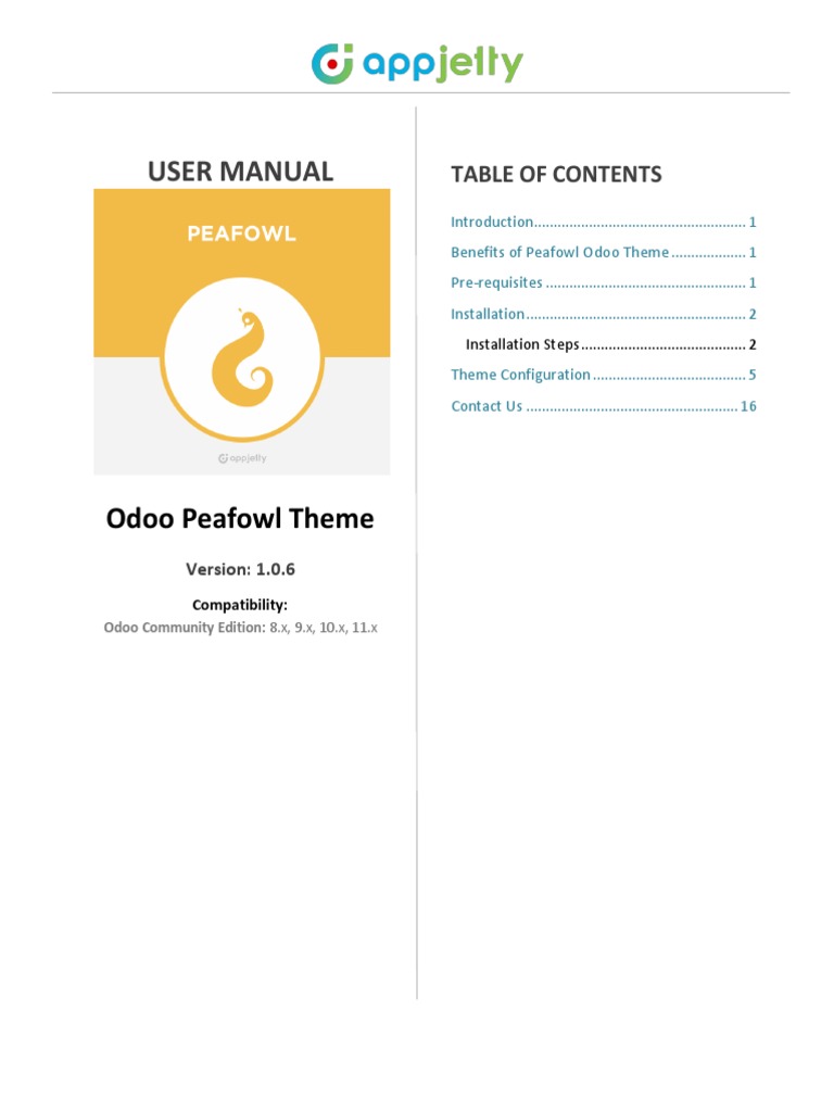 User Manual: Odoo Peafowl Theme | PDF | Page Layout | Websites