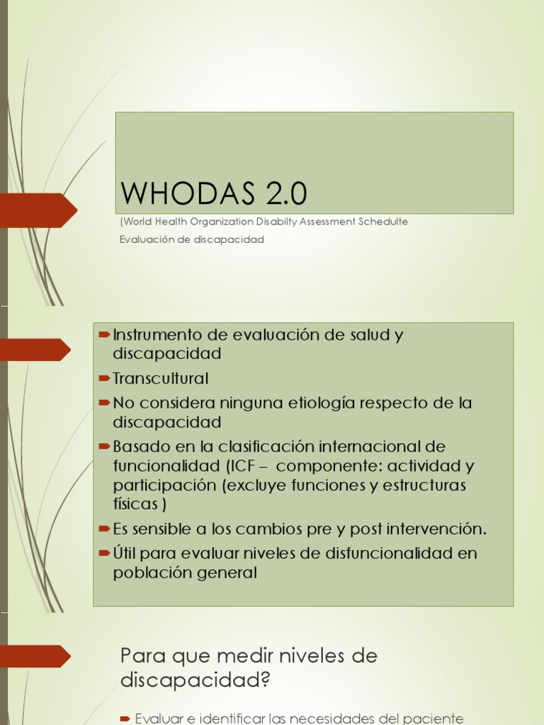 Whodas | PDF | Invalidez | Conceptos psicologicos