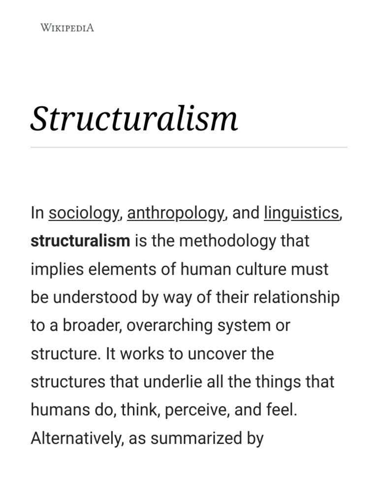 Structuralism - Wikipedia PDF | PDF | Interpretation (Philosophy ...