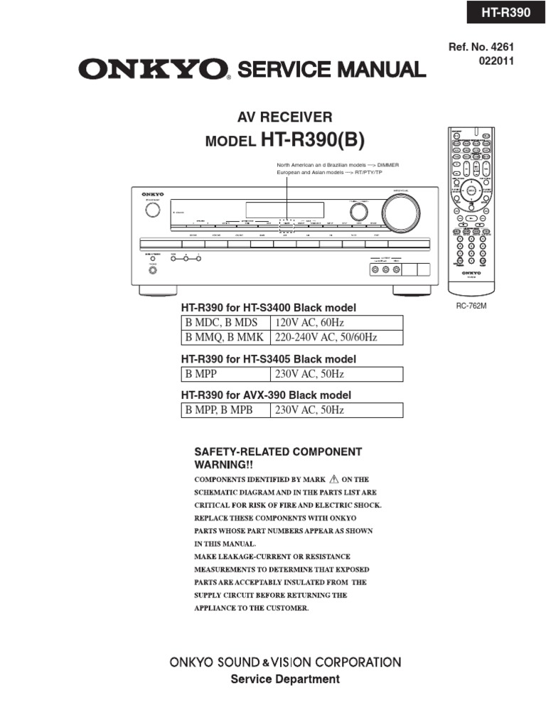 Onkyo HT-R390 | PDF | Sound Recording | Audio Electronics