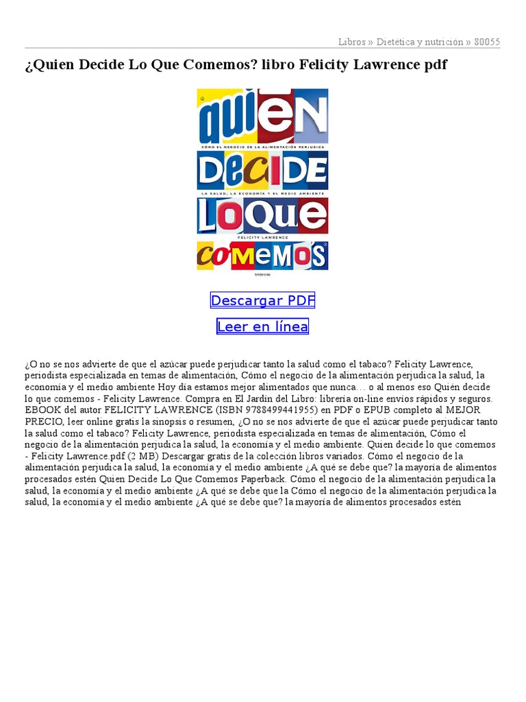 ¿Quien Decide Lo Que Comemos | PDF