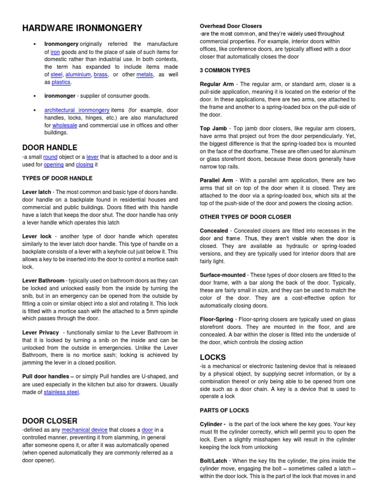 Hardware Ironmongery | PDF | Door | Gun Barrel