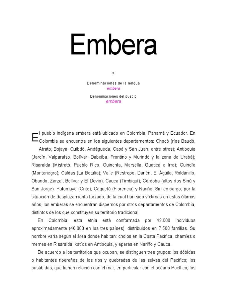 Embera Lengua PDF | PDF | Idiomas