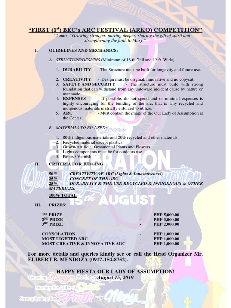 FIRST (1) Bec'S Arc Festival (Arko) Competition | PDF | Nature