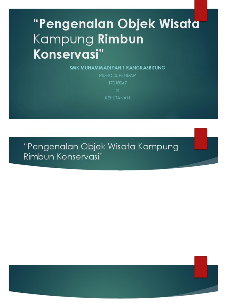 Pengenalan Objek Wisata Kampung Rimbun Konservasi | PDF