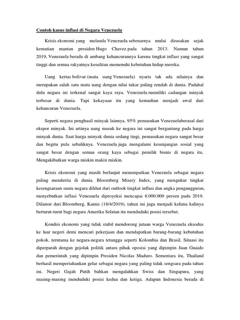 Krisis Inflasi di Venezuela 2019 | PDF