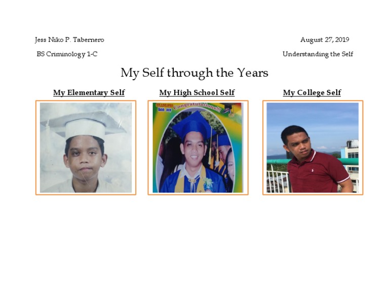 My Self Through The Years: My Elementary Self My High School Self My ...