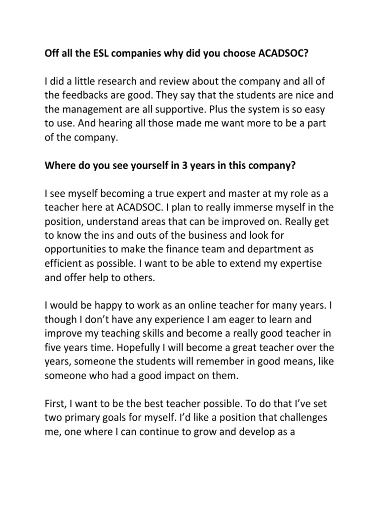 Off All The ESL Companies Why Did You Choose ACADSOC? | PDF | English ...