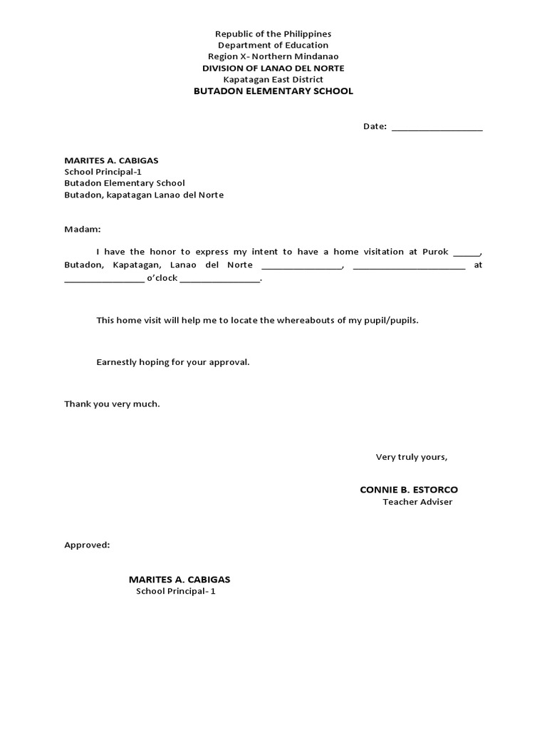 A Home Visit Letter of Intent | PDF