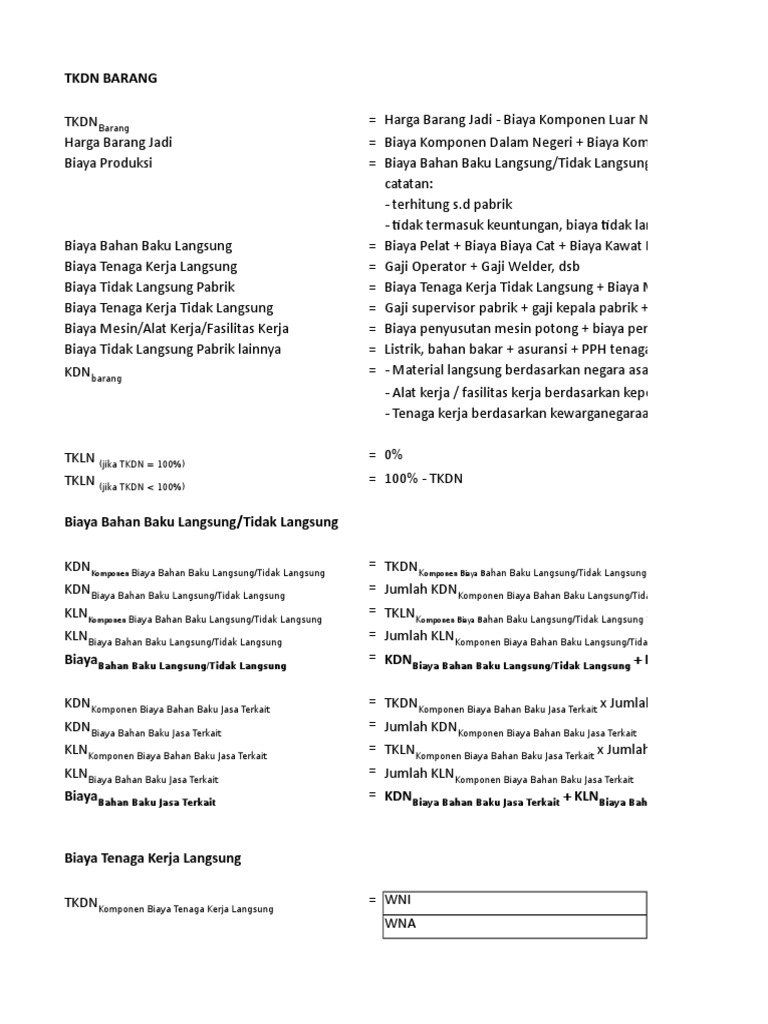 Contoh Perhitungan TKDN Barang | PDF | Pengelolaan Keuangan & Uang ...