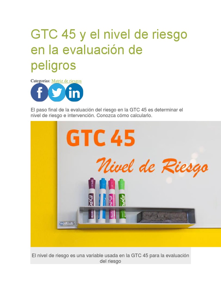 GTC 45: Evaluación del Nivel de Riesgo | PDF | Riesgo | Evaluación