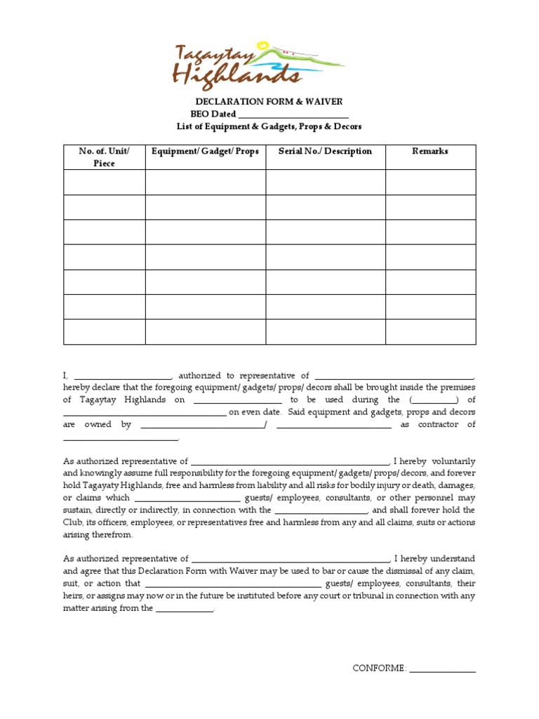 Declaration Form PDF | PDF