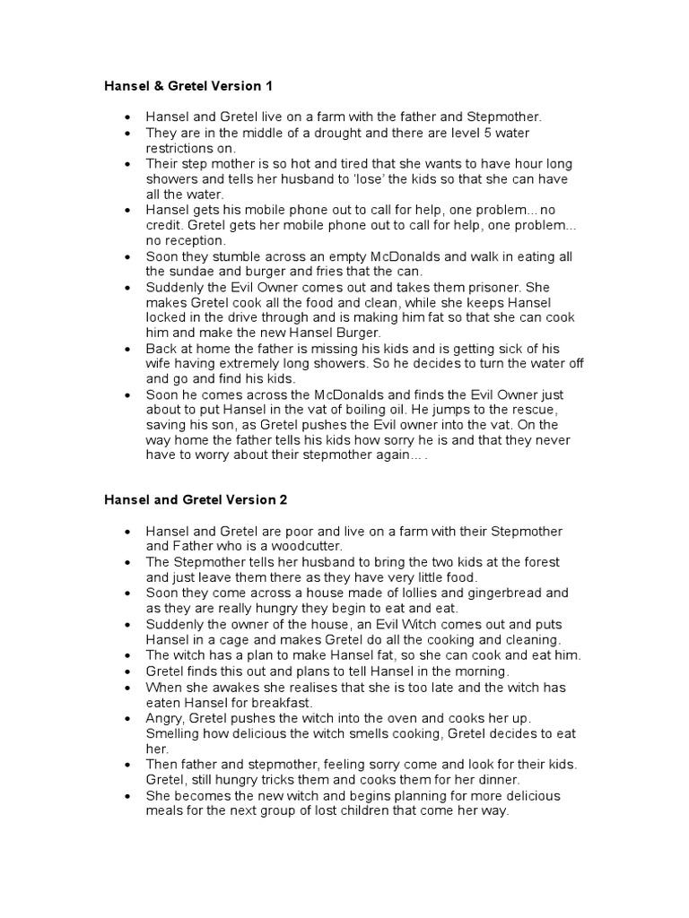 Hansel & Gretel Version 1 | PDF | Hansel And Gretel (Opera) | Cinderella