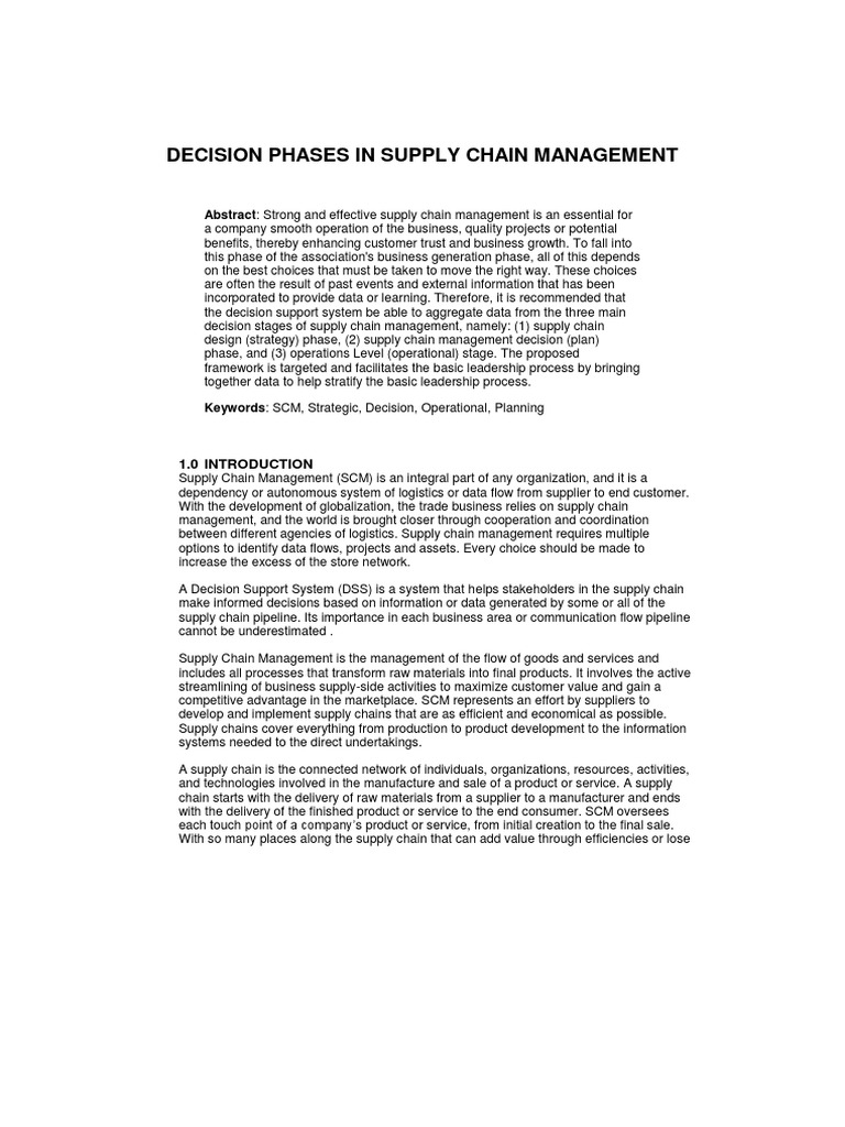 Decision Phases in SCM | PDF | Forecasting | Supply Chain Decision Phases in SCM | PDF | Forecasting | Supply Chain