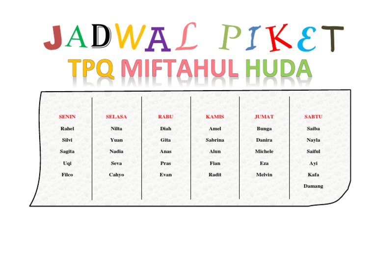 Jadwal Piket TPQ | PDF