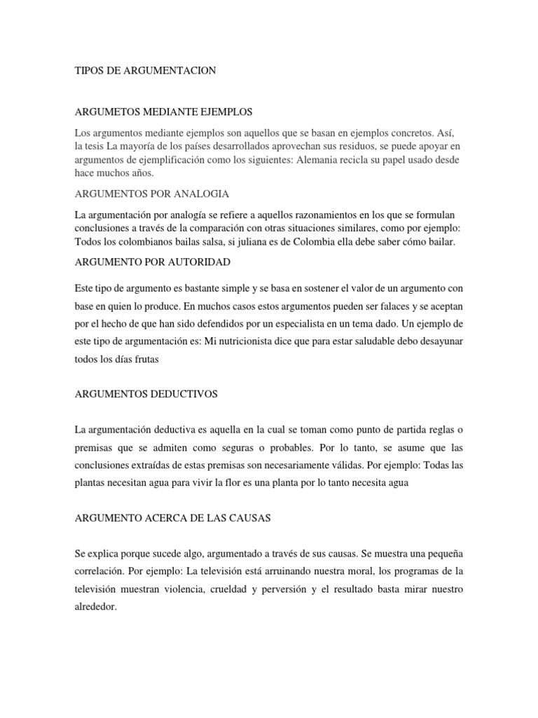 Tipos de Argumentacion | PDF