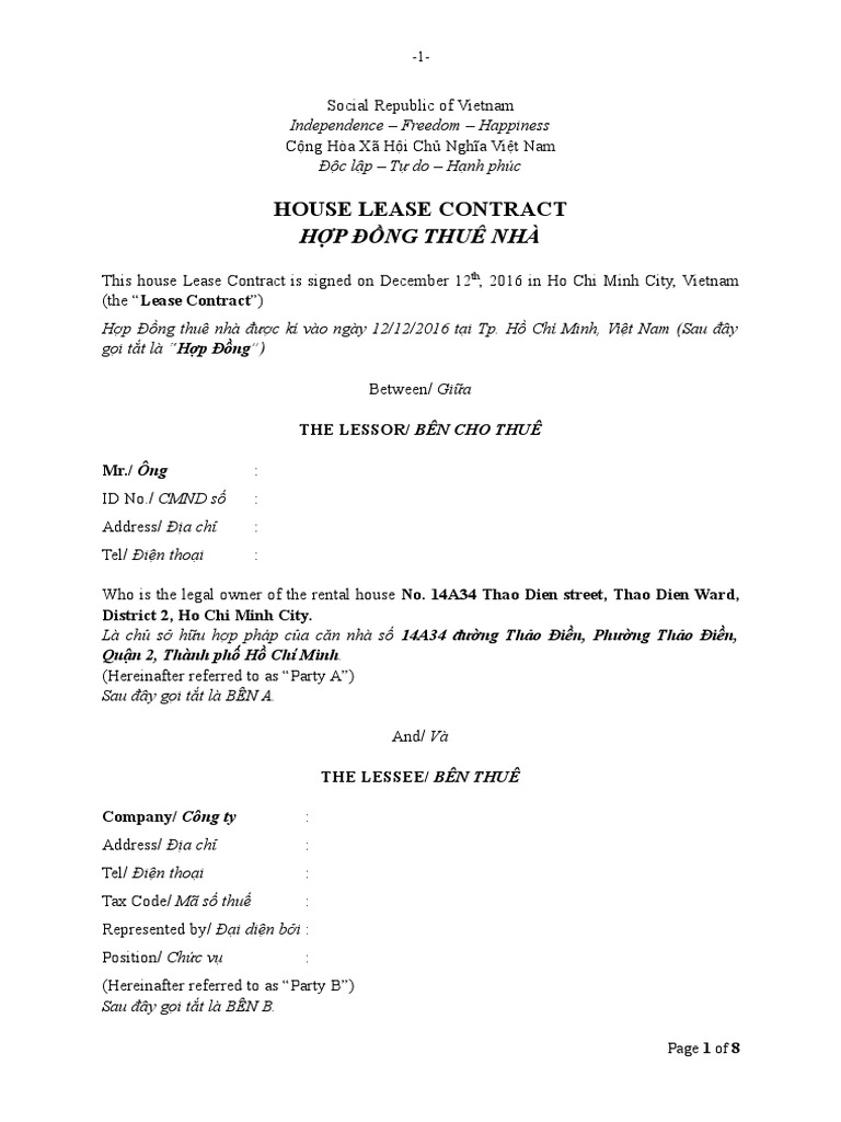 House Lease Contract Sample | PDF