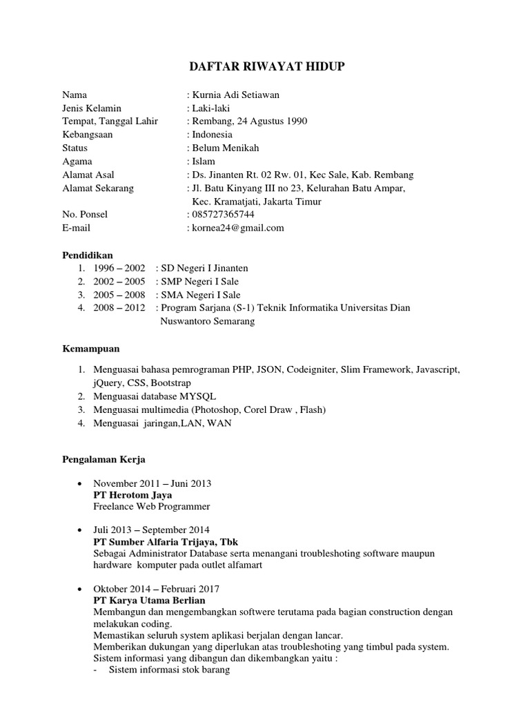 CV Kurnia Adi Setiawan | PDF