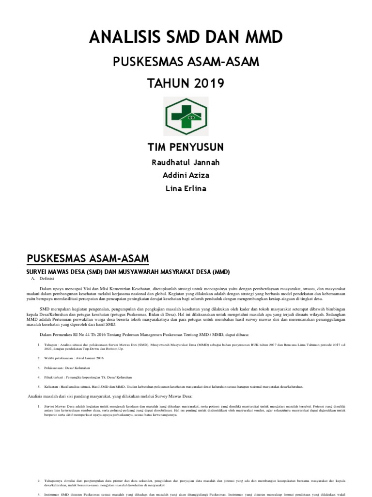 Analisis SMD MMD PUSKESMAS ASAM | PDF