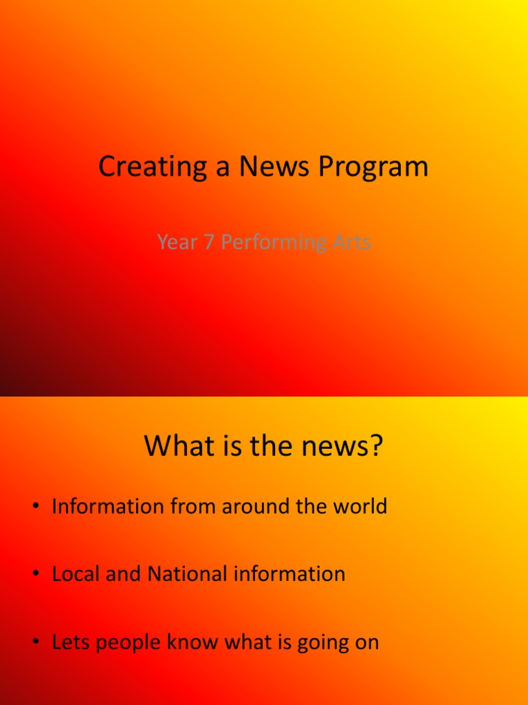 Creating A News Program: Year 7 Performing Arts | PDF