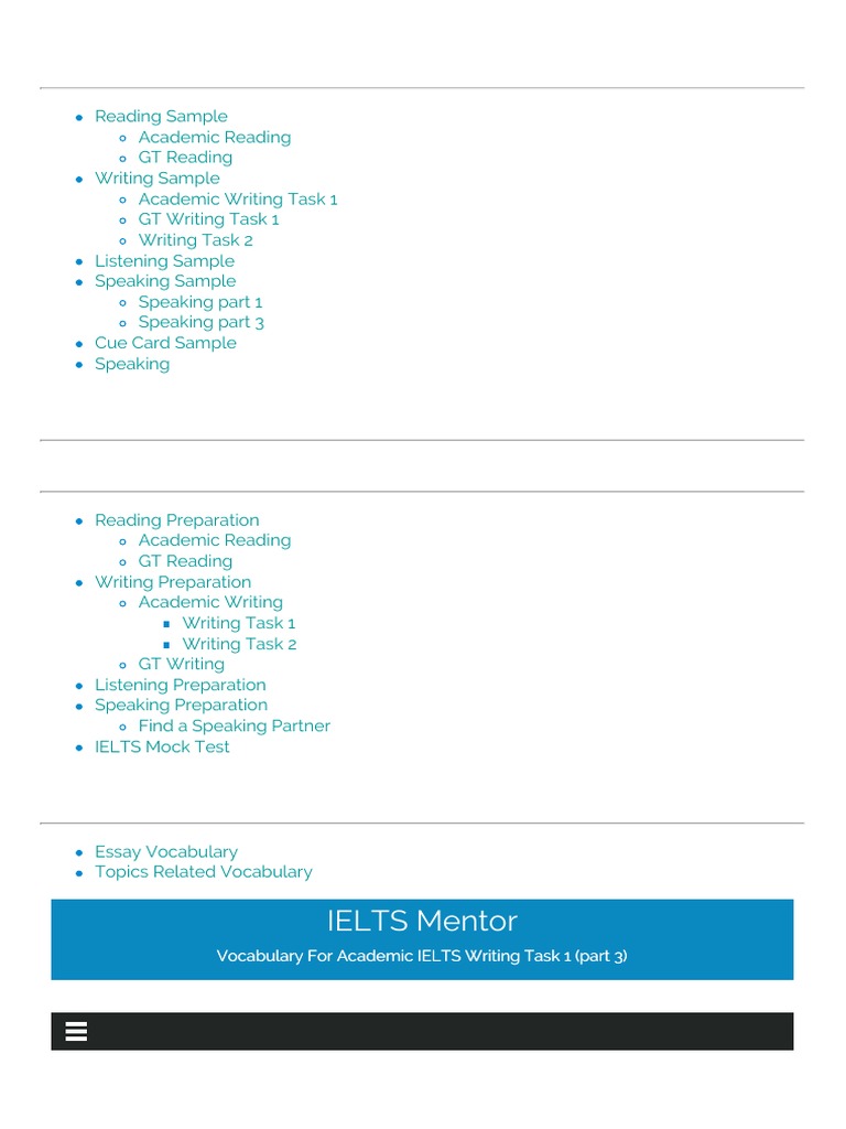 Vocabulary For Academic Ielts Writing Task 1 Part | PDF | International ...