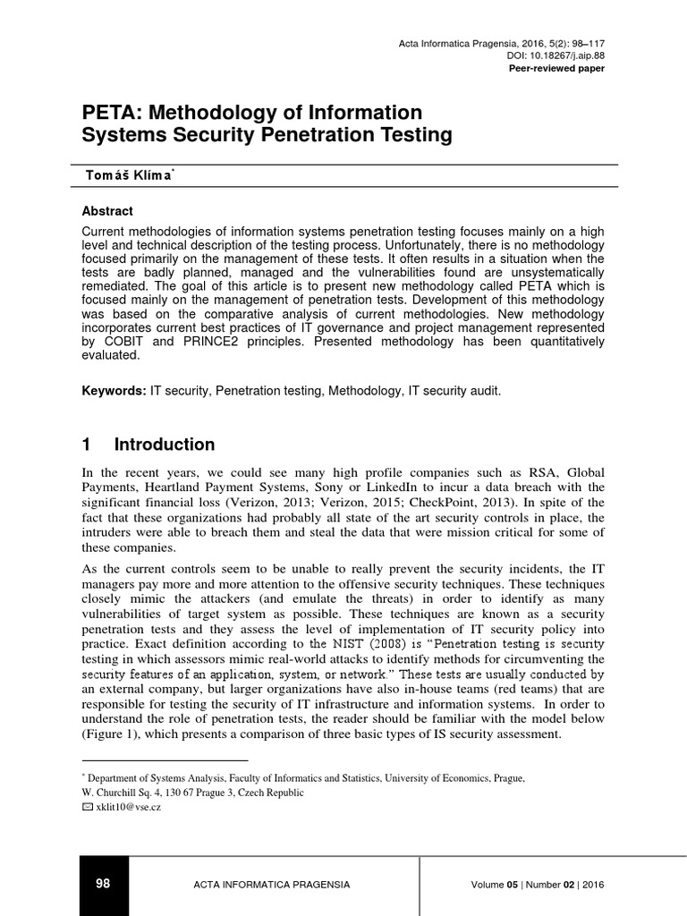 PETA: Methodology of Information Systems Security Penetration Testing ...