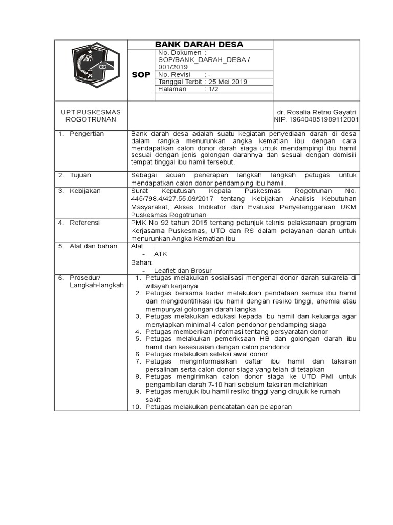 Sop Bank Darah | PDF