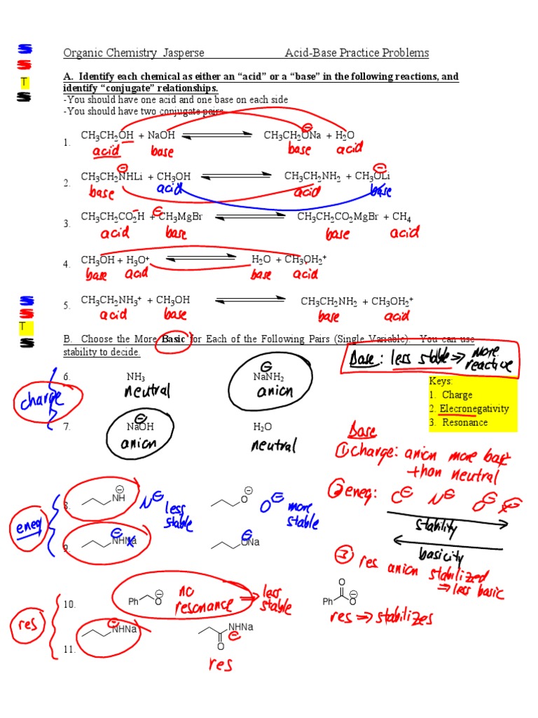 Acid-Base Practice Problems-Answers PDF | PDF | Acid | Ion