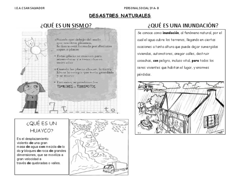 Fichas de Desastres Naturales para Niños | PDF