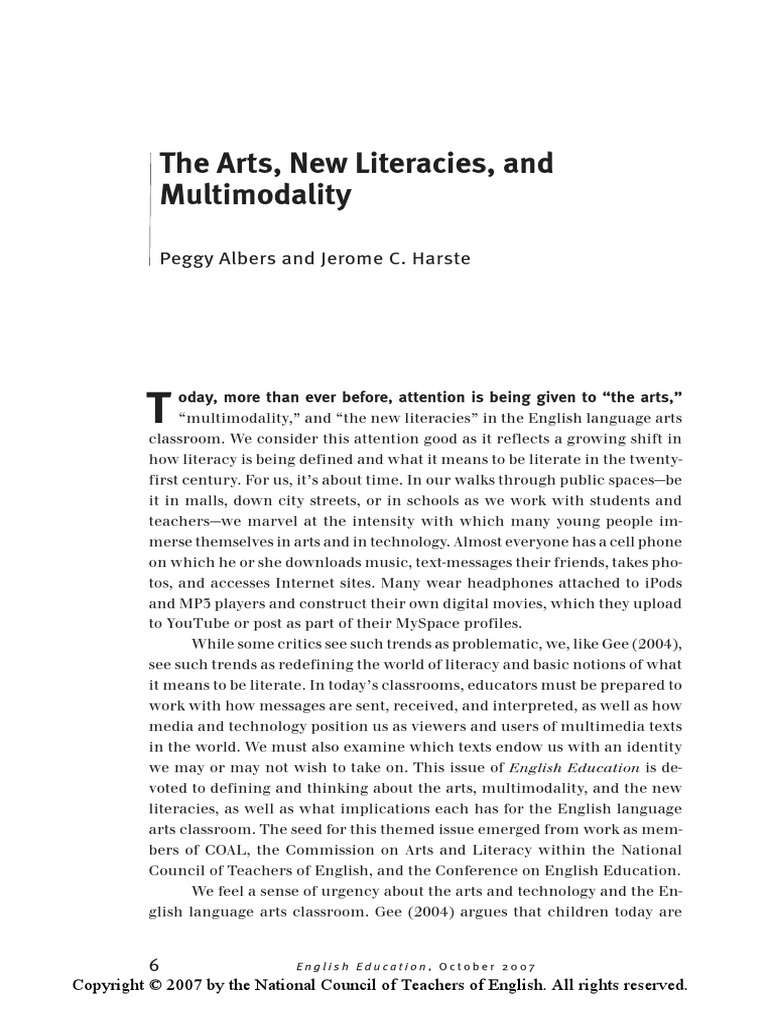 The Arts, New Literacies, and Multimodality: Peggy Albers and Jerome C ...