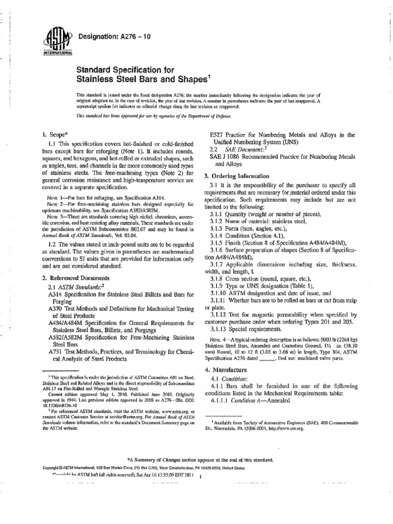 Astm A276 PDF | PDF