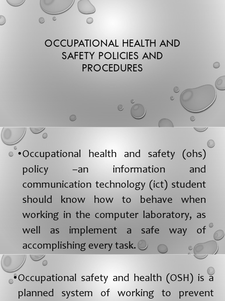 Occupational Health and Safety Policies and Procedures | PDF
