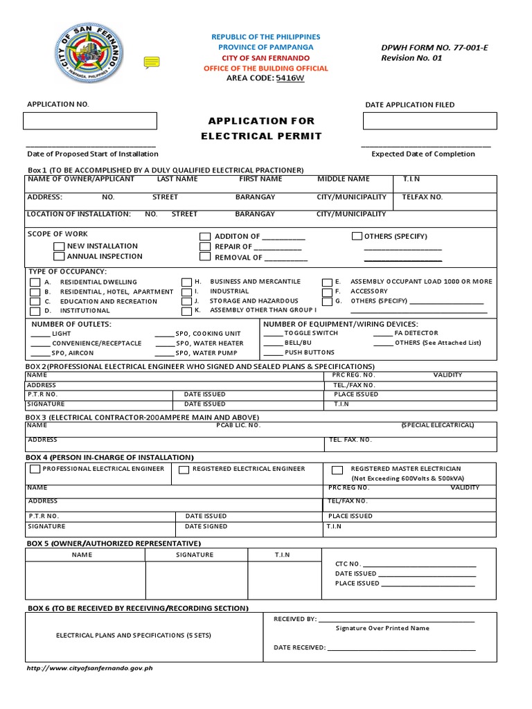 Electrical Permit Form | PDF
