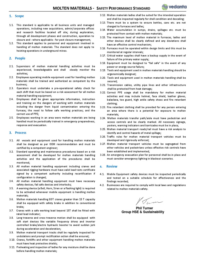 Molten Materials Safety Standards | PDF | Personal Protective Equipment ...