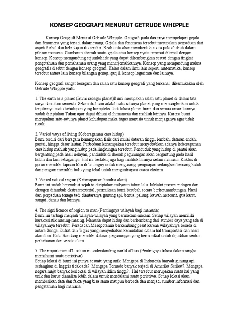 Konsep Geografi Menurut Getrude Whipple | PDF