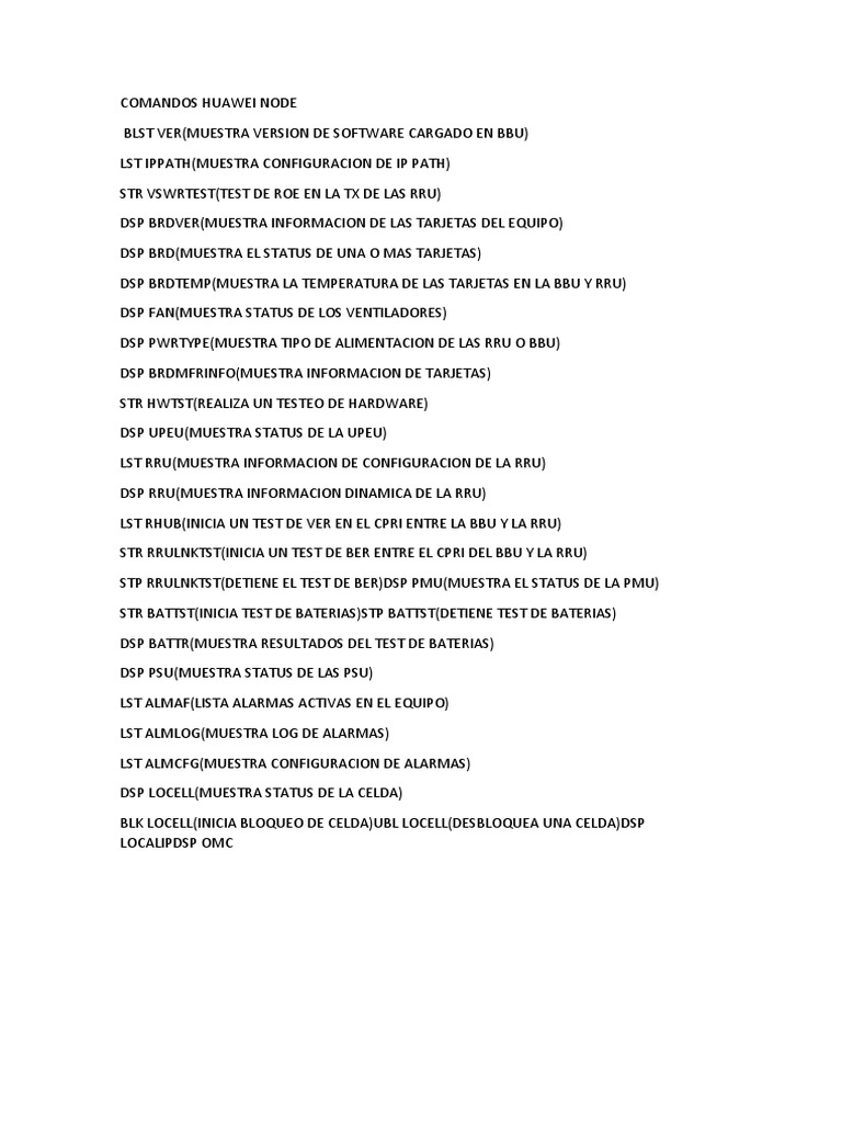 Comandos Huawei Node | PDF